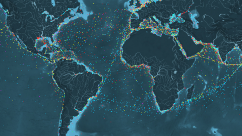 This is an incredible visualization of the world’s shipping routes ...